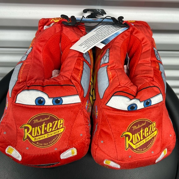 Disney | Toys | Disney Cars Red Plush Slippers For Kids | Poshmark